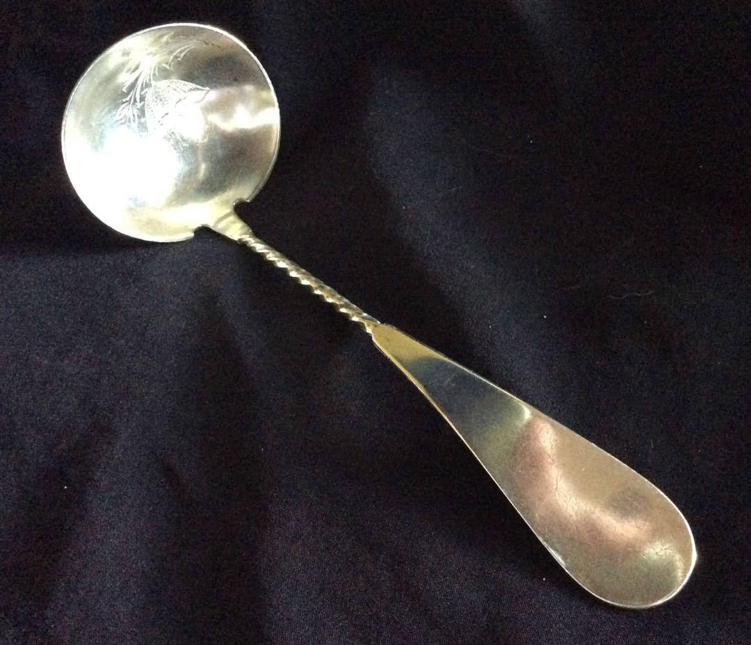 Twist Handle Sterling Silver Ladle With Aesthetic Engraved Bowl - Etsy