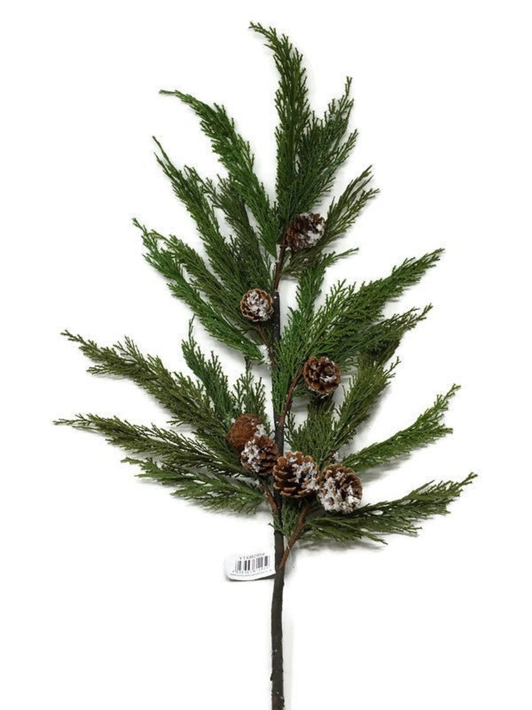 110cm Large Artificial Spruce Branch With Frosty Pinecones - Christmas ...