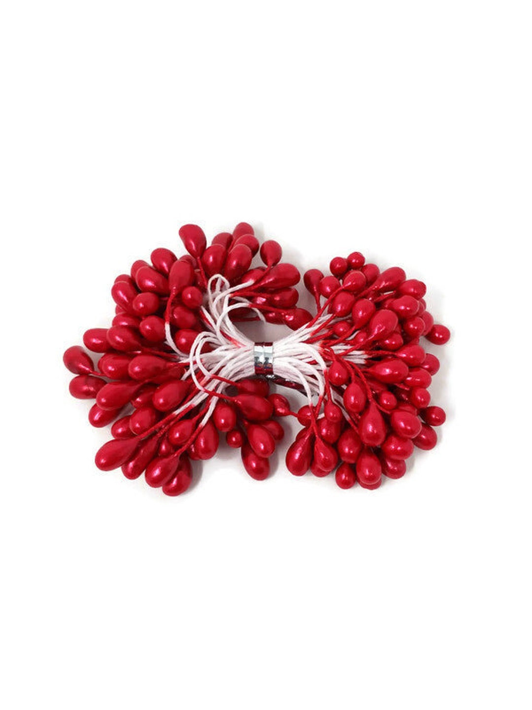 1 Bunch Glossy Red Artificial Mini Berries X 5mm - Double- Ended ...