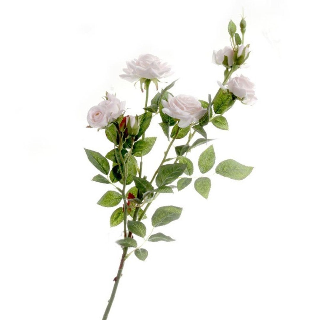 9 Head Light Pink Spray Artificial Rose Stem X 84cm Bouquet Home Flower ...