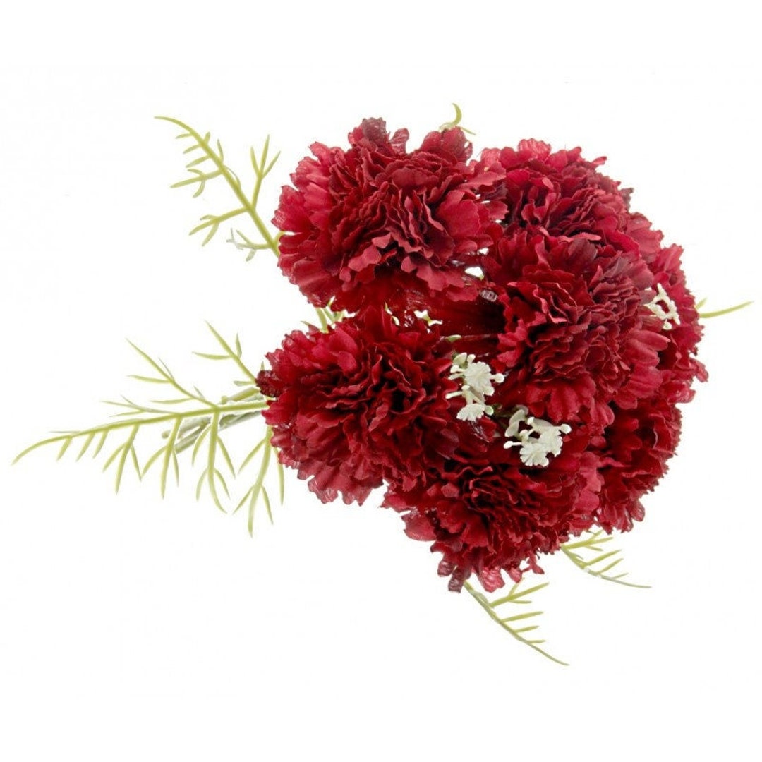Red Artificial Carnation Flower Bouquet X 37cm - Christmas Arrangement ...
