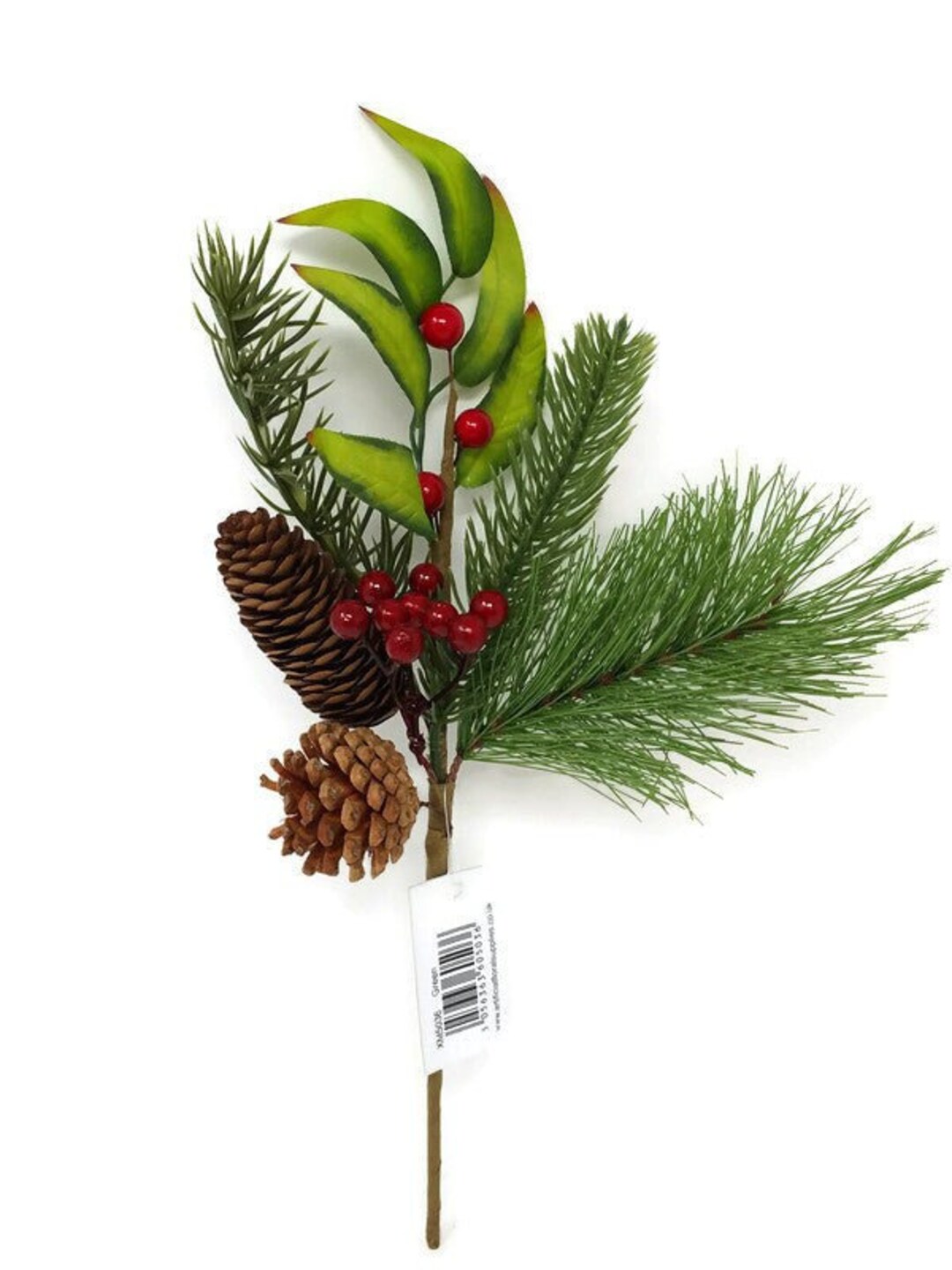 Artificial Pinecone & Red Berry Wire Pick X 30cm - Christmas Wreath ...