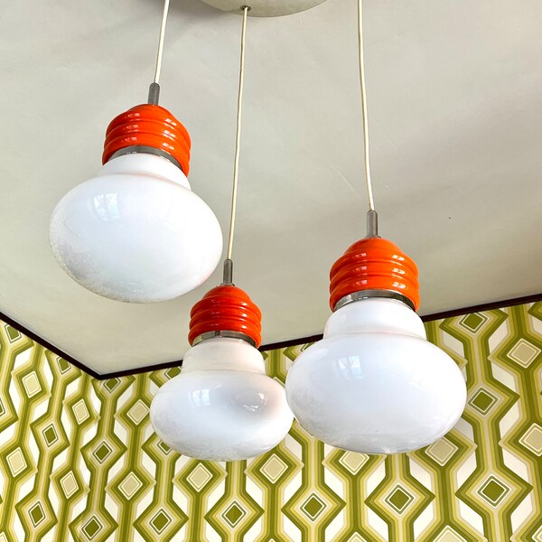 Orange Glass Retro Pendant Light - Etsy UK