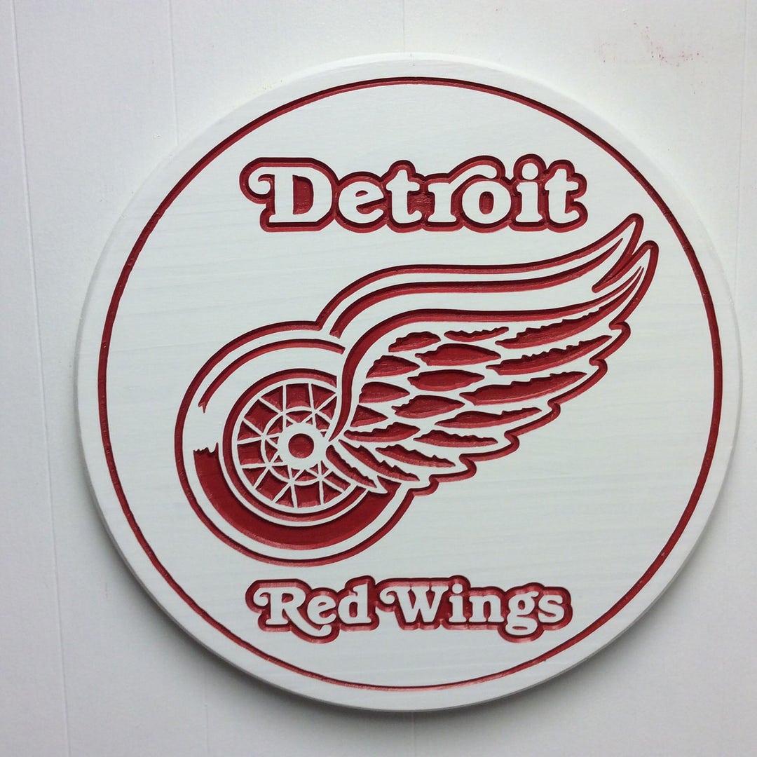 Detroit Red Wings Wood Carved and Hand Painted Logo Sign, Red Wings ...