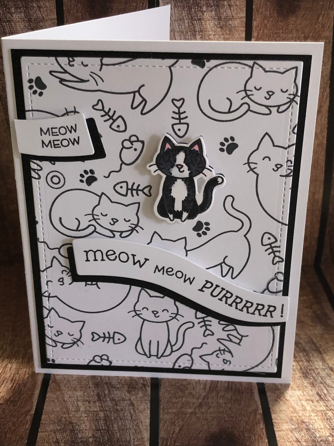 Handmade Cat Card With Envelope - Etsy