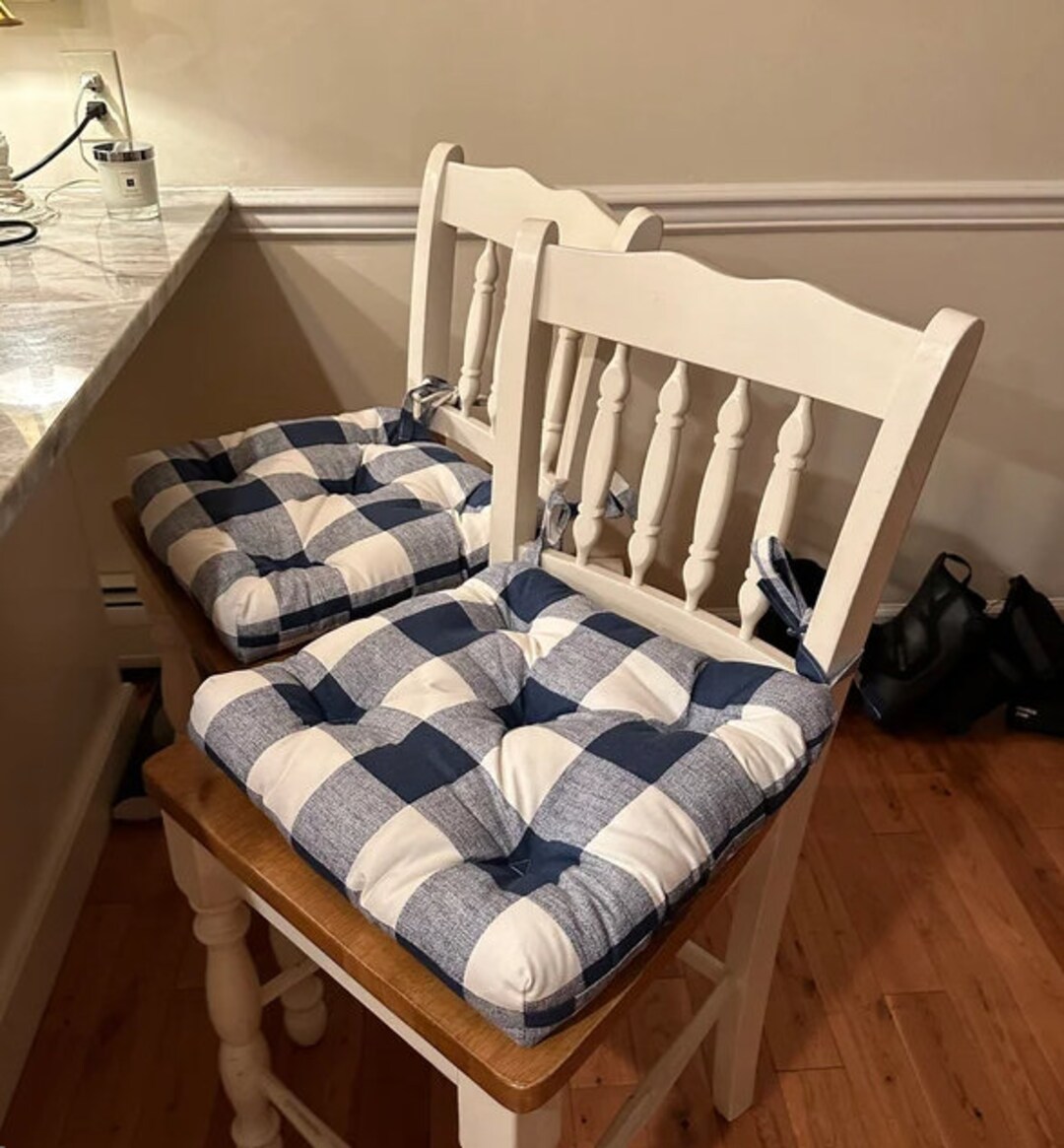 Set of Two 17 X 17 Chair Pads, Farmhouse Tufted Chair Pad, Bar Stool ...