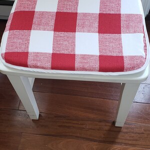 Set of 4 RED and White Buffalo Check Chair Pads Flat Chair Pads, 1 ...