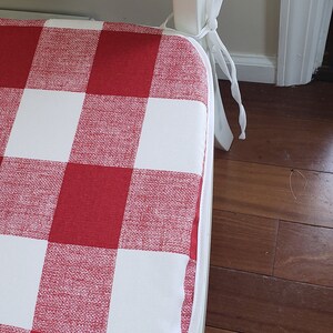 Set of 4 RED and White Buffalo Check Chair Pads Flat Chair Pads, 1 ...