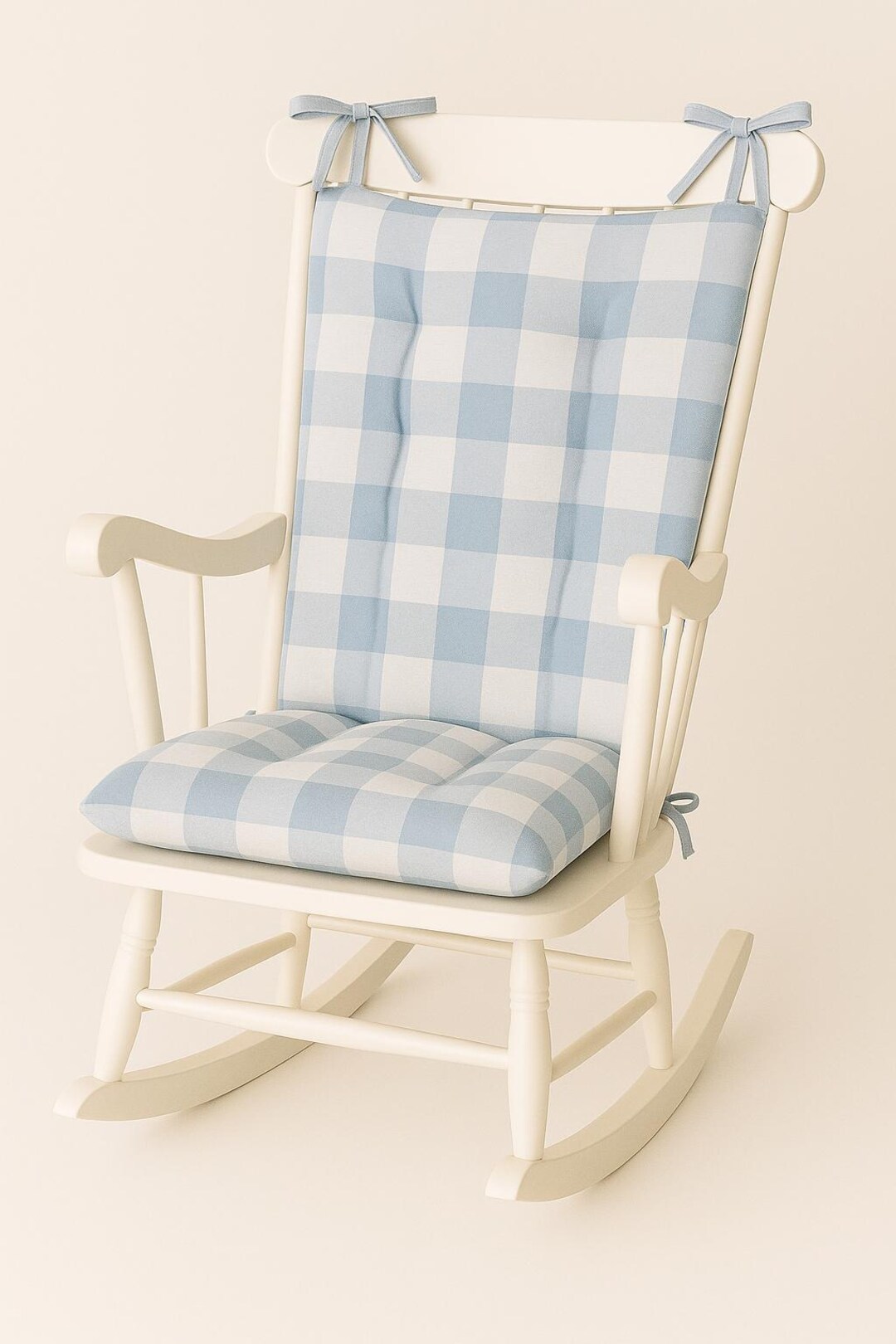 Cashmere Blue and White Buffalo Plaid Rocking Chair Cushions, Custom ...