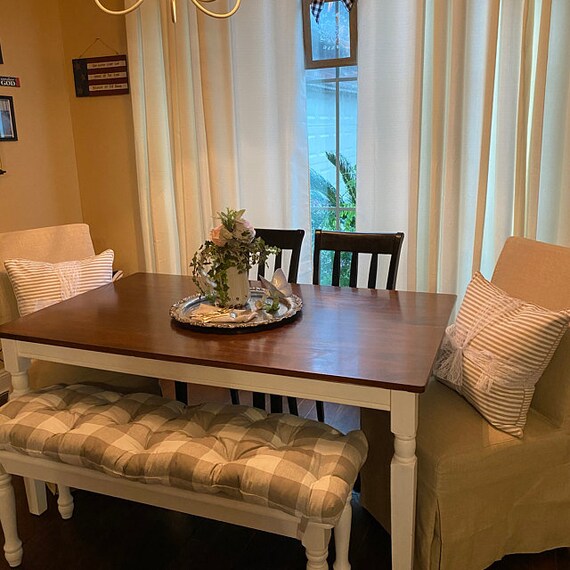 Home Décor seat cushion Tufted bench cushion 48.5 wide x 15.5 Ecru and ...