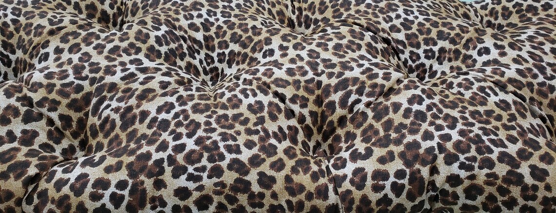 Set of 2 Tufted Chair Pads, 16" X 16" Brown and Beige Leopard Print ...