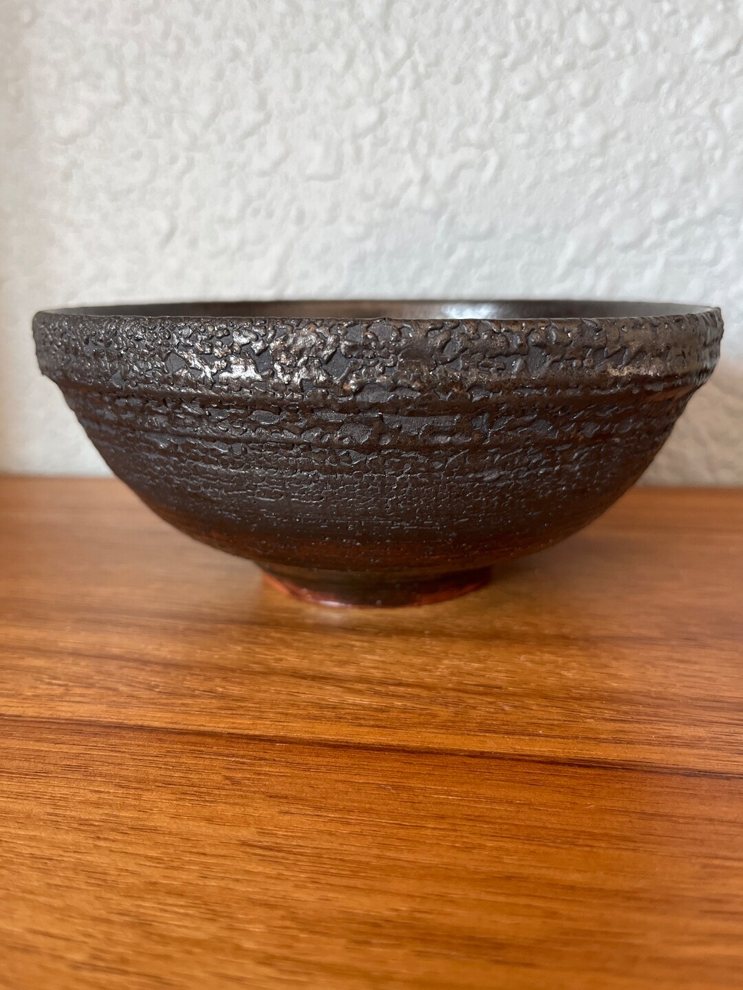 Mid Century Modernist Edna Arnow Studio Pottery Black Bowl Brutalist ...