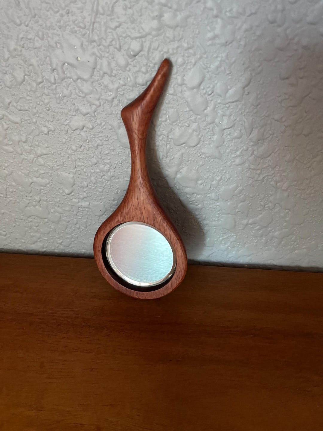 Vintage Teak Tiny Hand Pocket Mirror PLS Read Size - Etsy