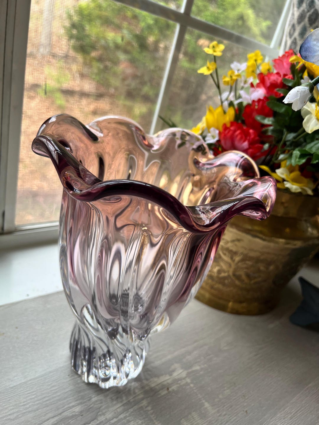 Shannon Crystal Designs of Ireland by Godinger Amethyst Ruffle Vase 9.5 ...