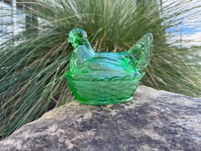 Vintage Hen on Nest Glass - Etsy