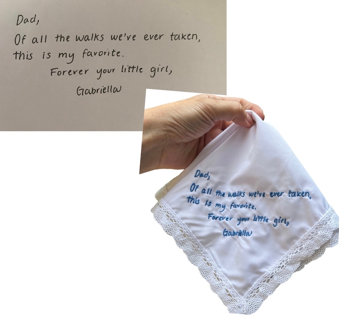 Hand Written Embroidered Handkerchief Embroidered in Your Hand Writing ...