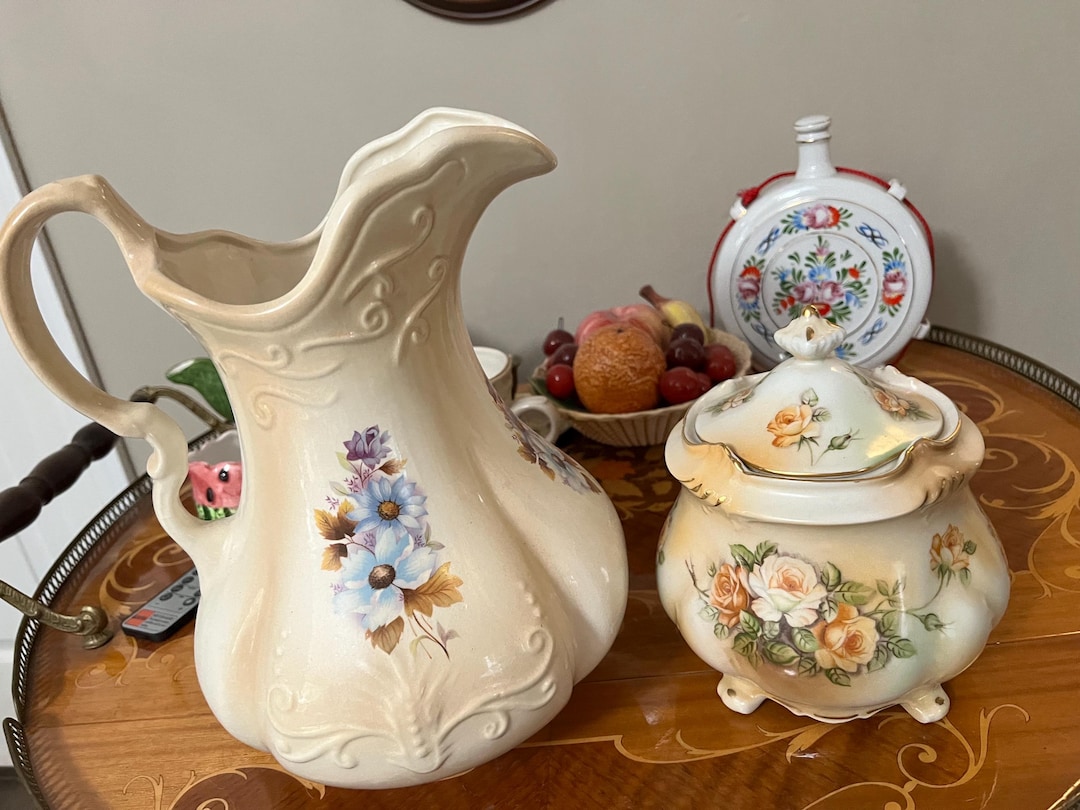 RS Prussia Pitcher and Biscuit Holder Pair - Etsy