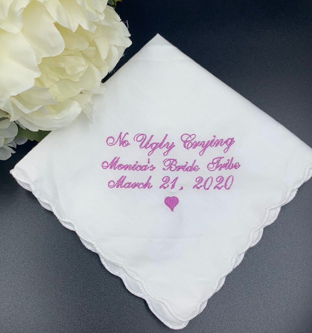No Ugly Crying Handkerchief With a Date and Names Set of 9. - Etsy