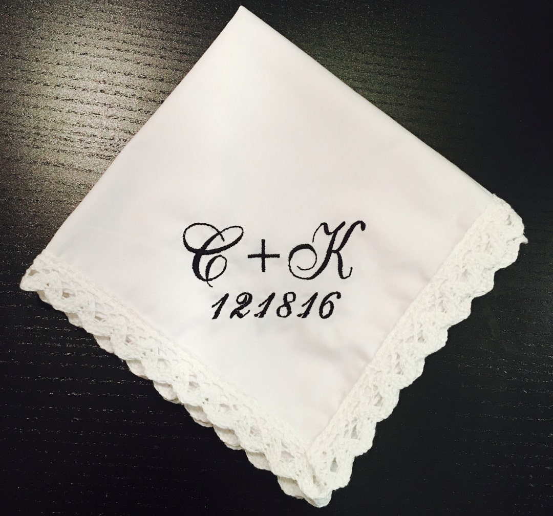 Personalized Lace Handkerchief With a Name and Date Embroidered - Etsy