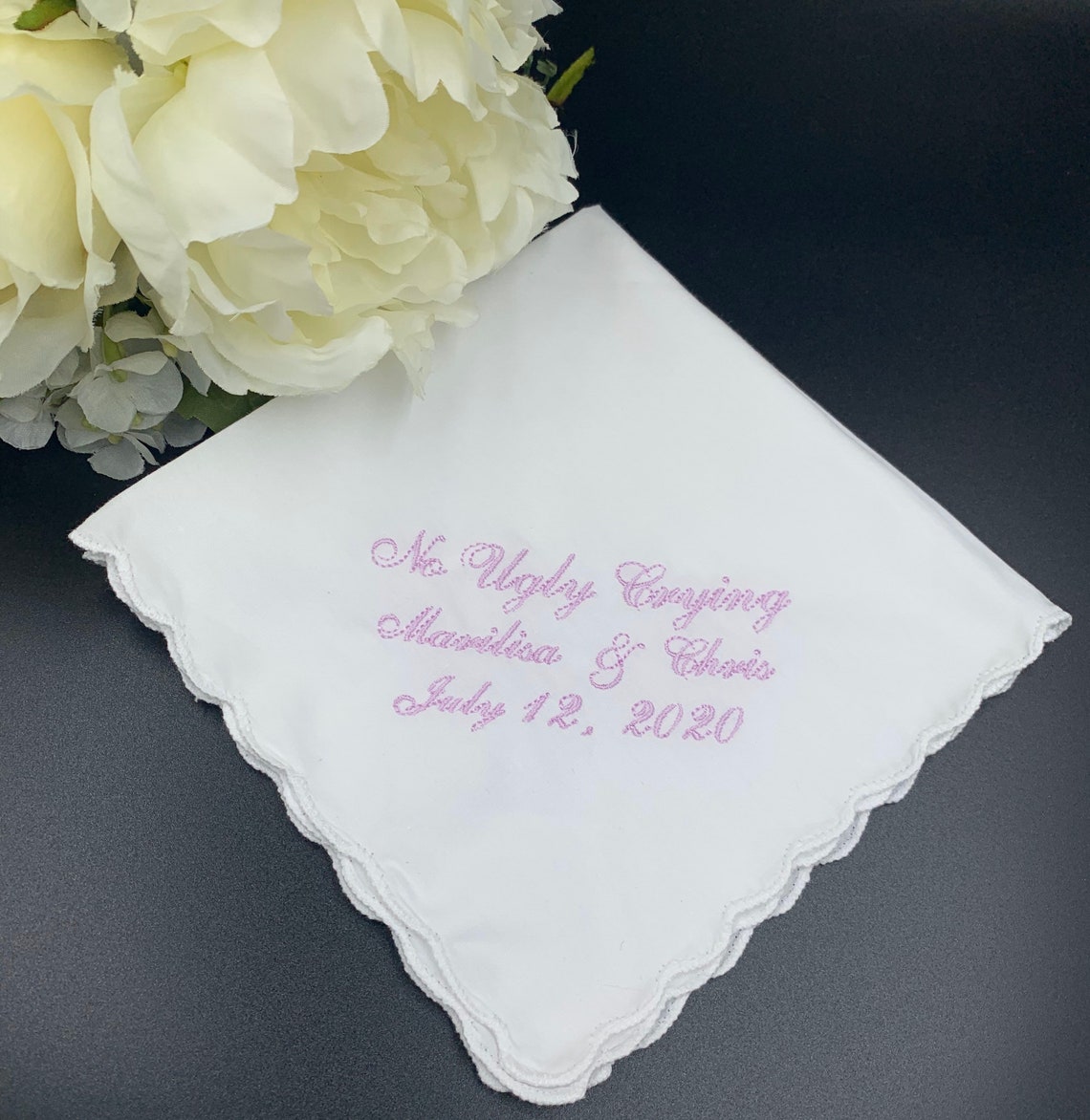 No Ugly Crying Handkerchief With a Date and Names Set of 9. - Etsy