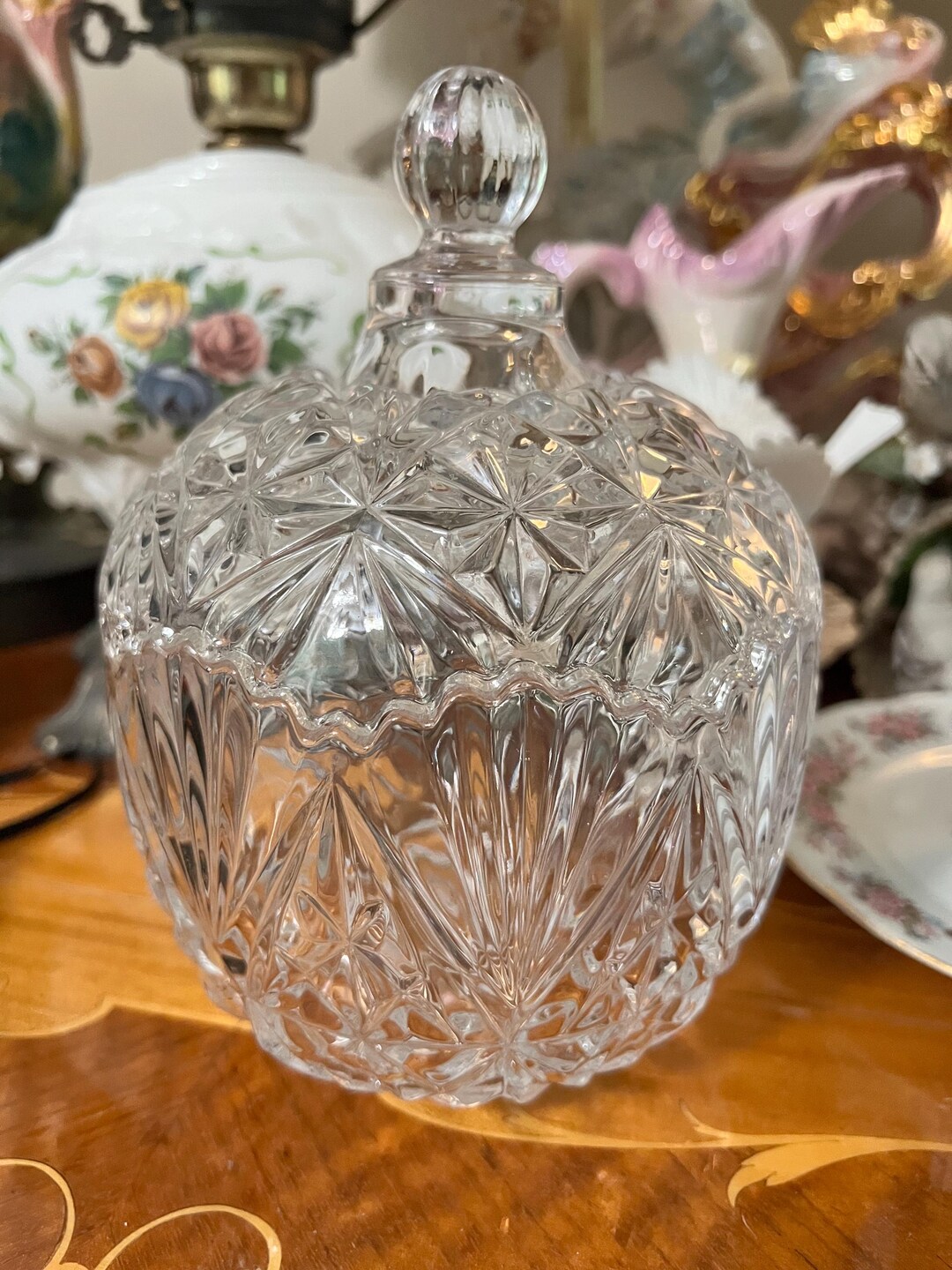 Antique Crystal Candy Dish With Lid - Etsy