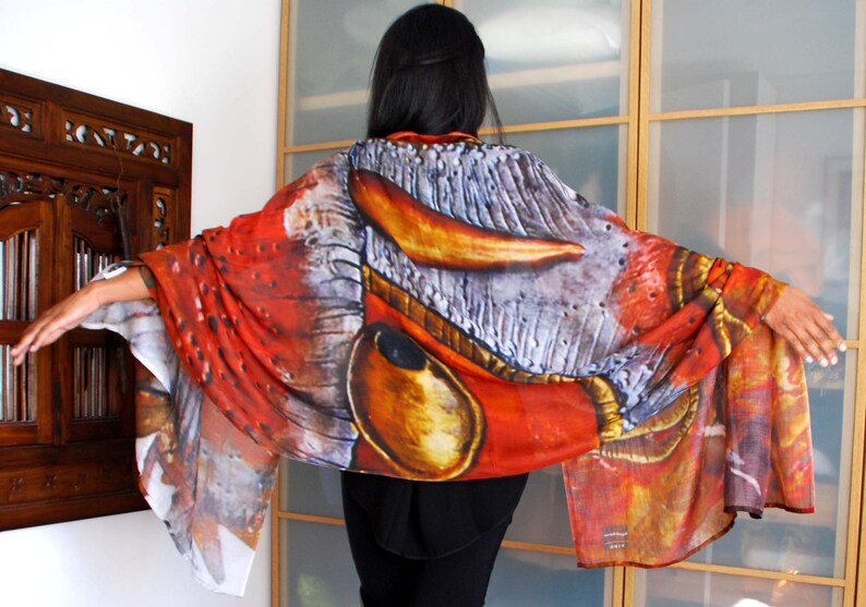 COPPER OWL SCARF- Luxurious Scarf, Silky Soft, Botanical Silk Shawl ...