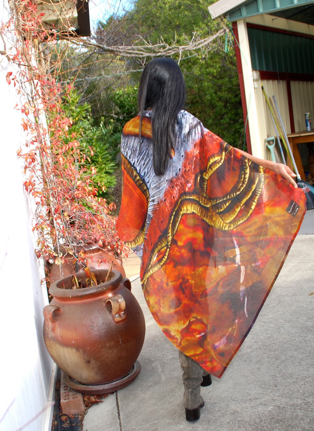 COPPER OWL SCARF- Luxurious Scarf, Silky Soft, Botanical Silk Shawl ...