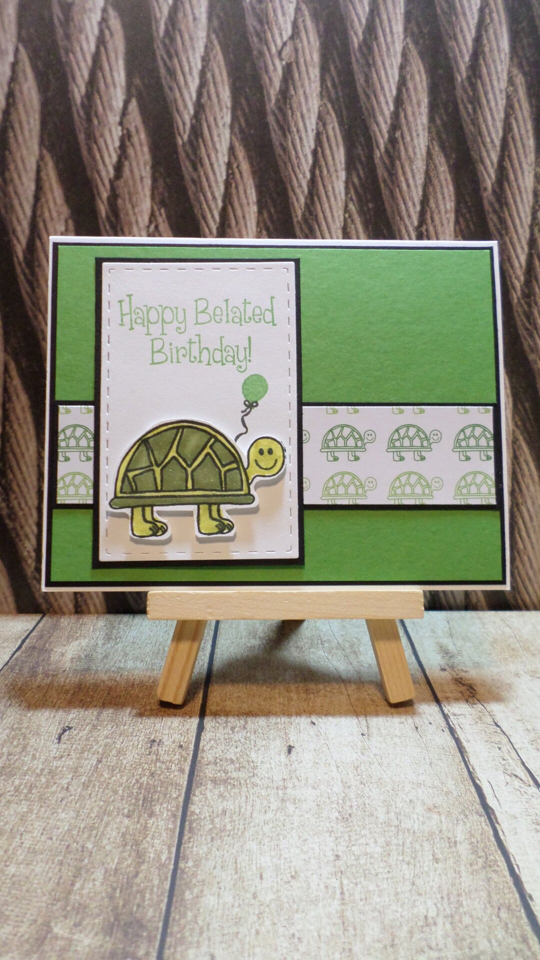 Happy Belated Birthday-turtle-happy Birthday-celebration Card-handmade ...