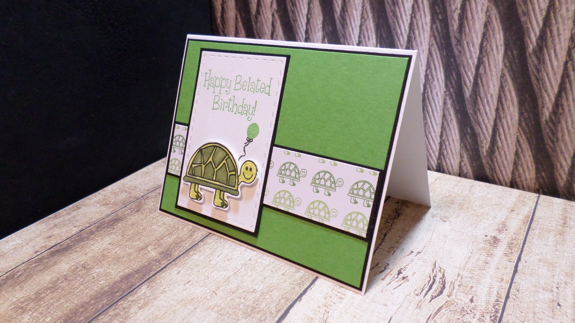 Happy Belated Birthday-turtle-happy Birthday-celebration Card-handmade ...