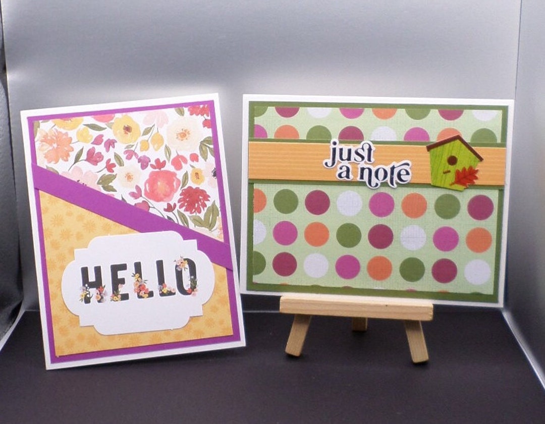 Hello Greeting Card-just a Note Greeting Card-floral-polka Dots-any ...