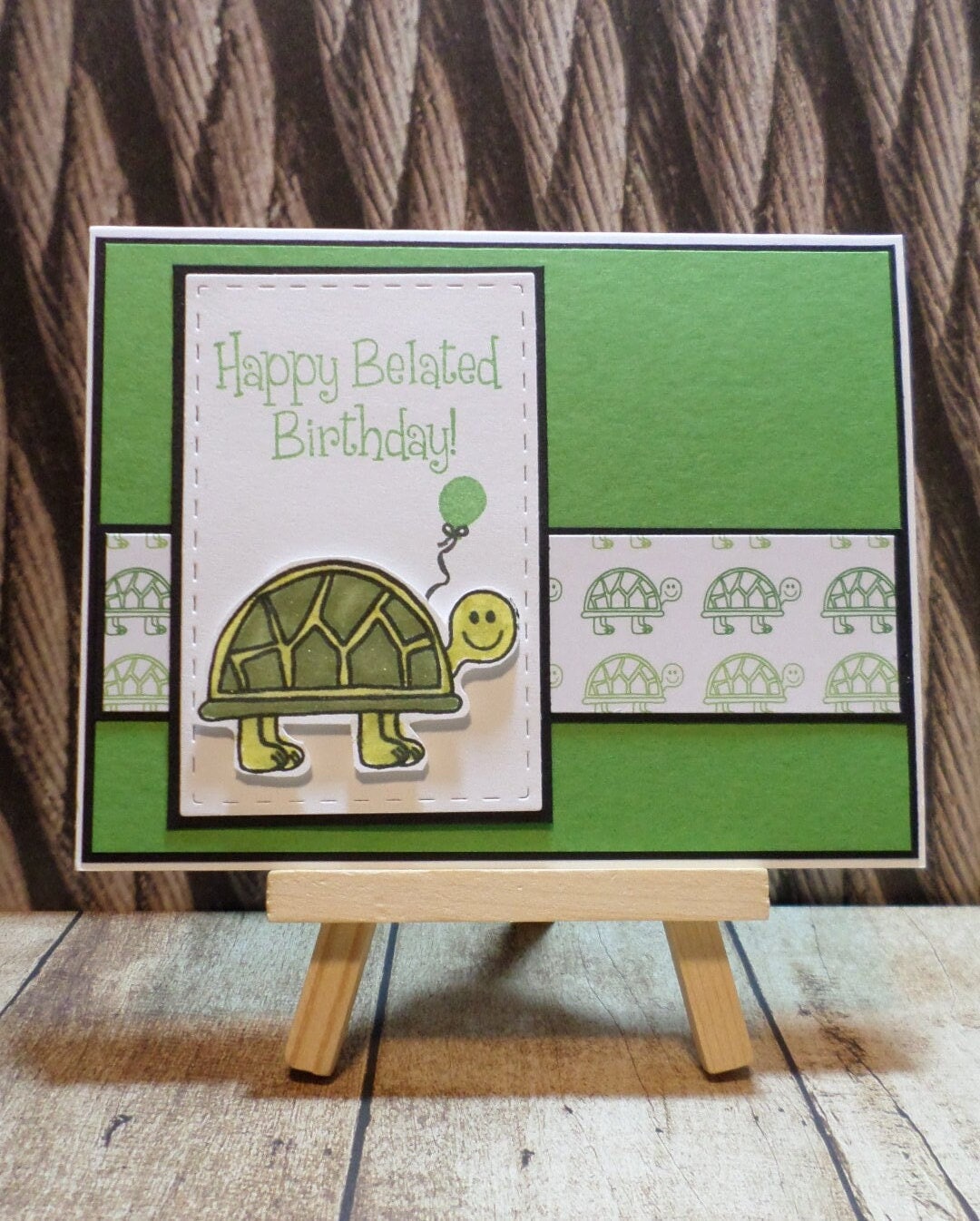 Happy Belated Birthday-turtle-happy Birthday-celebration Card-handmade ...