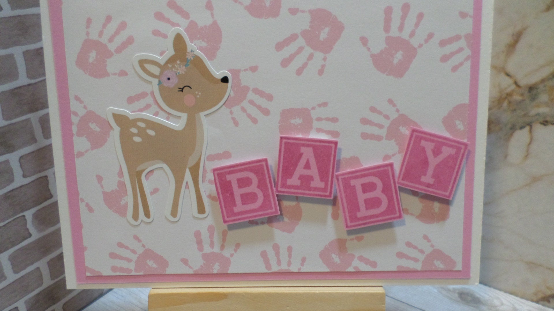 Baby Girl Greeting Card-welcome Baby-pink-girl Baby Greeting Card-baby ...