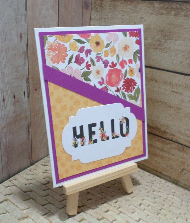 Hello Greeting Card-just a Note Greeting Card-floral-polka Dots-any ...