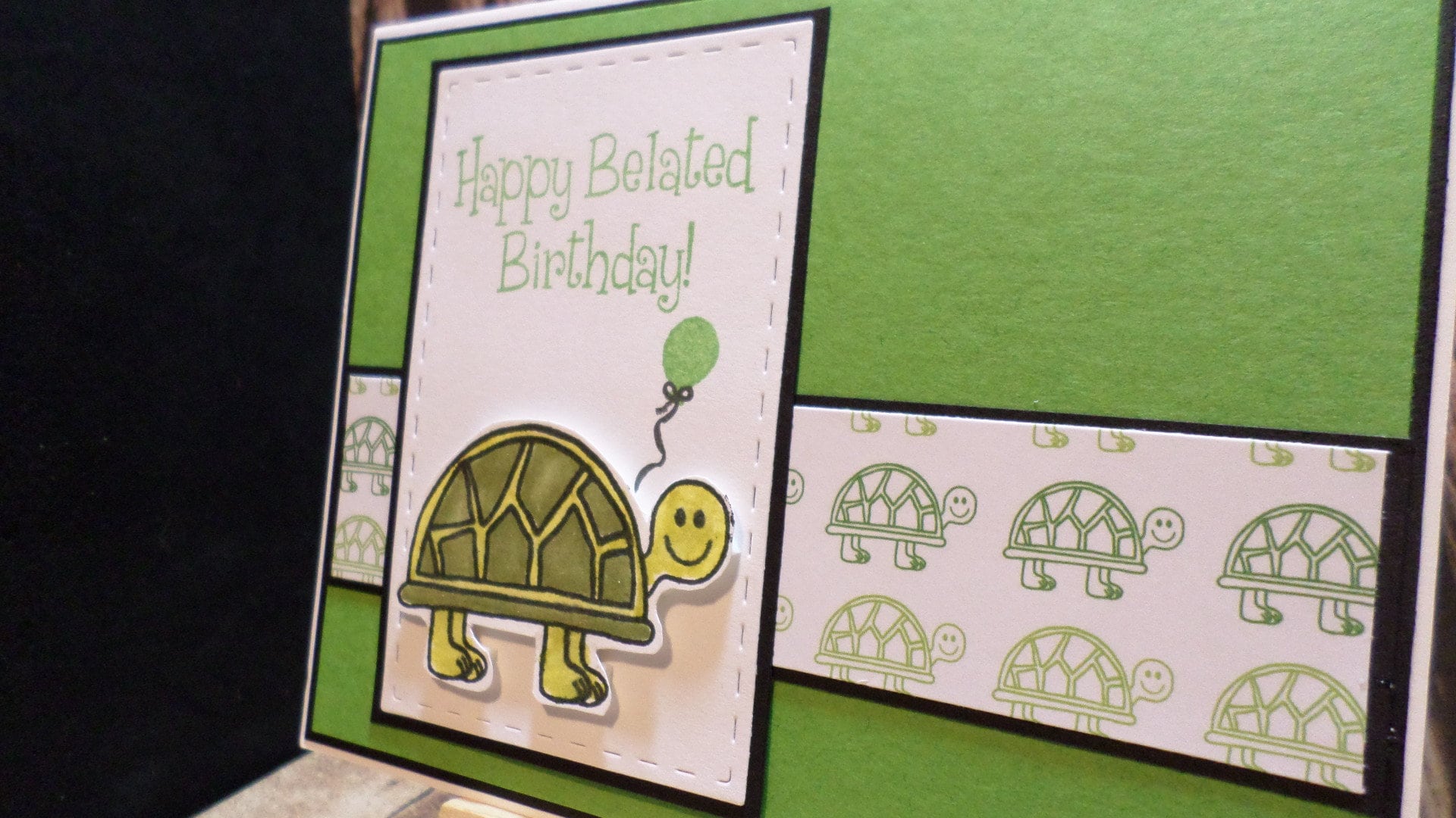 Happy Belated Birthday-turtle-happy Birthday-celebration Card-handmade ...
