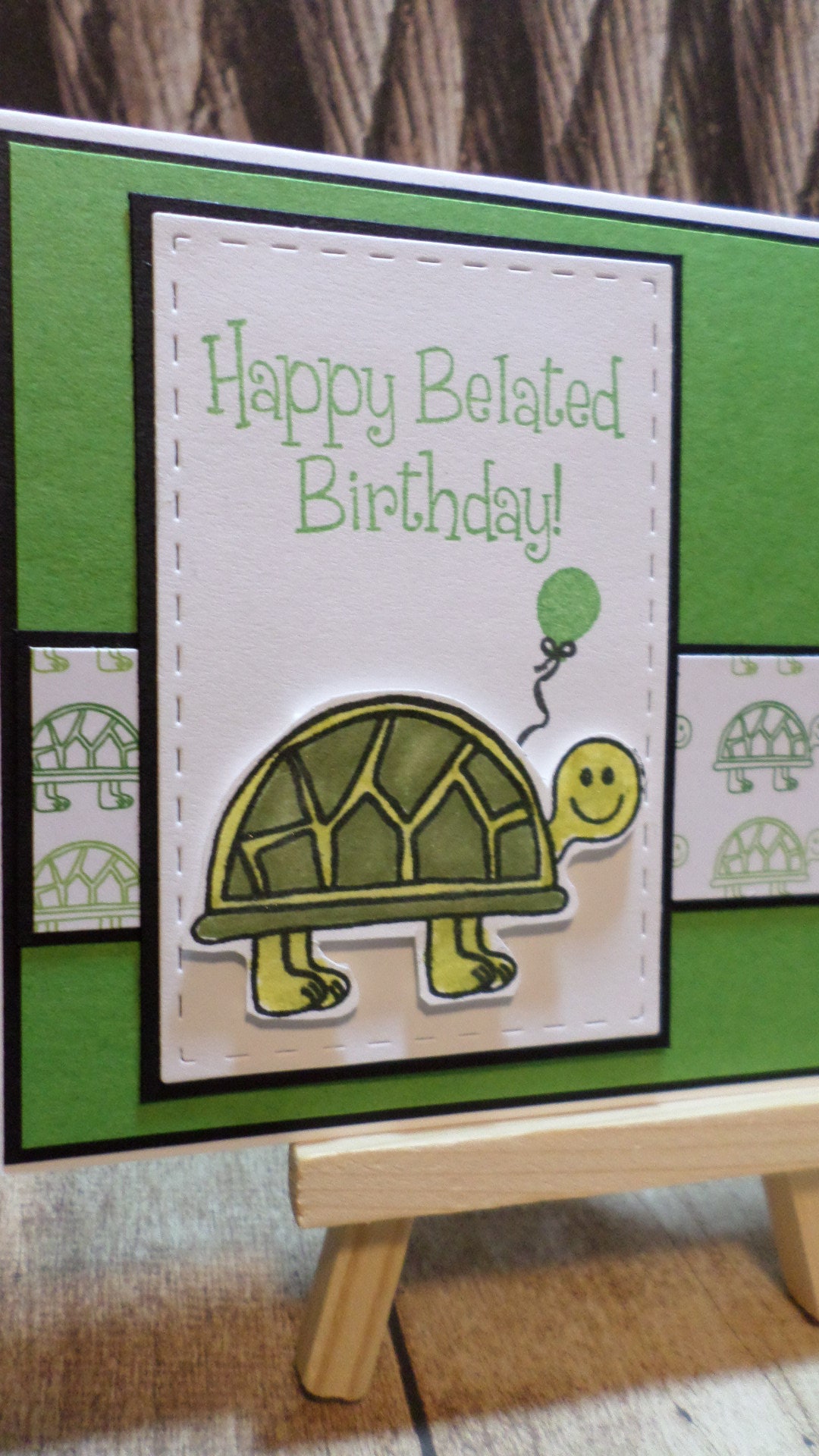 Happy Belated Birthday-turtle-happy Birthday-celebration Card-handmade ...