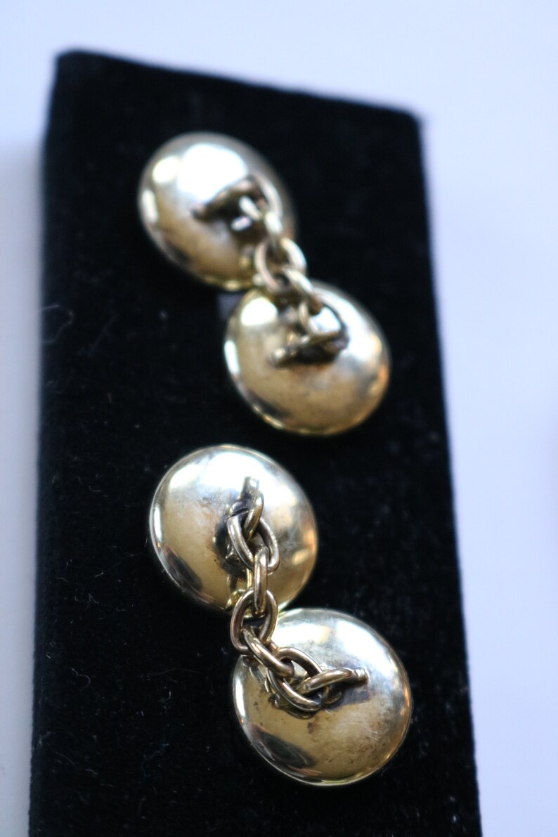 Antique Vintage Traditional Button Mother of Pearl 14K Gold Chain Cuff ...