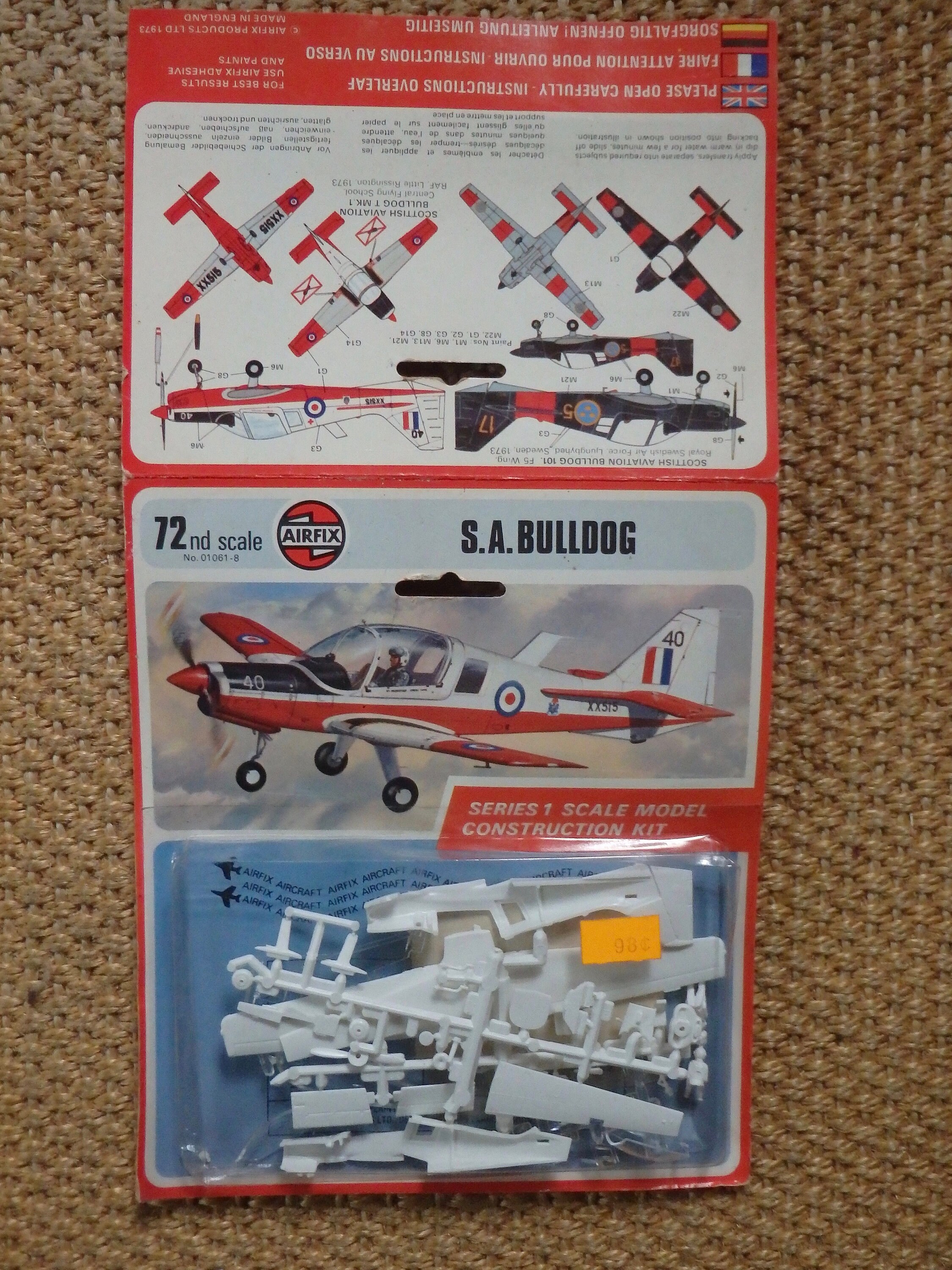 New in Package! 1973 AIRFIX S.A. Bulldog Series 1 Scale Model ...