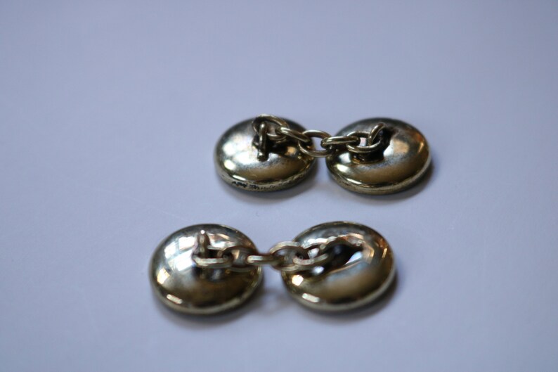 Antique Vintage Traditional Button Mother of Pearl 14K Gold Chain Cuff ...