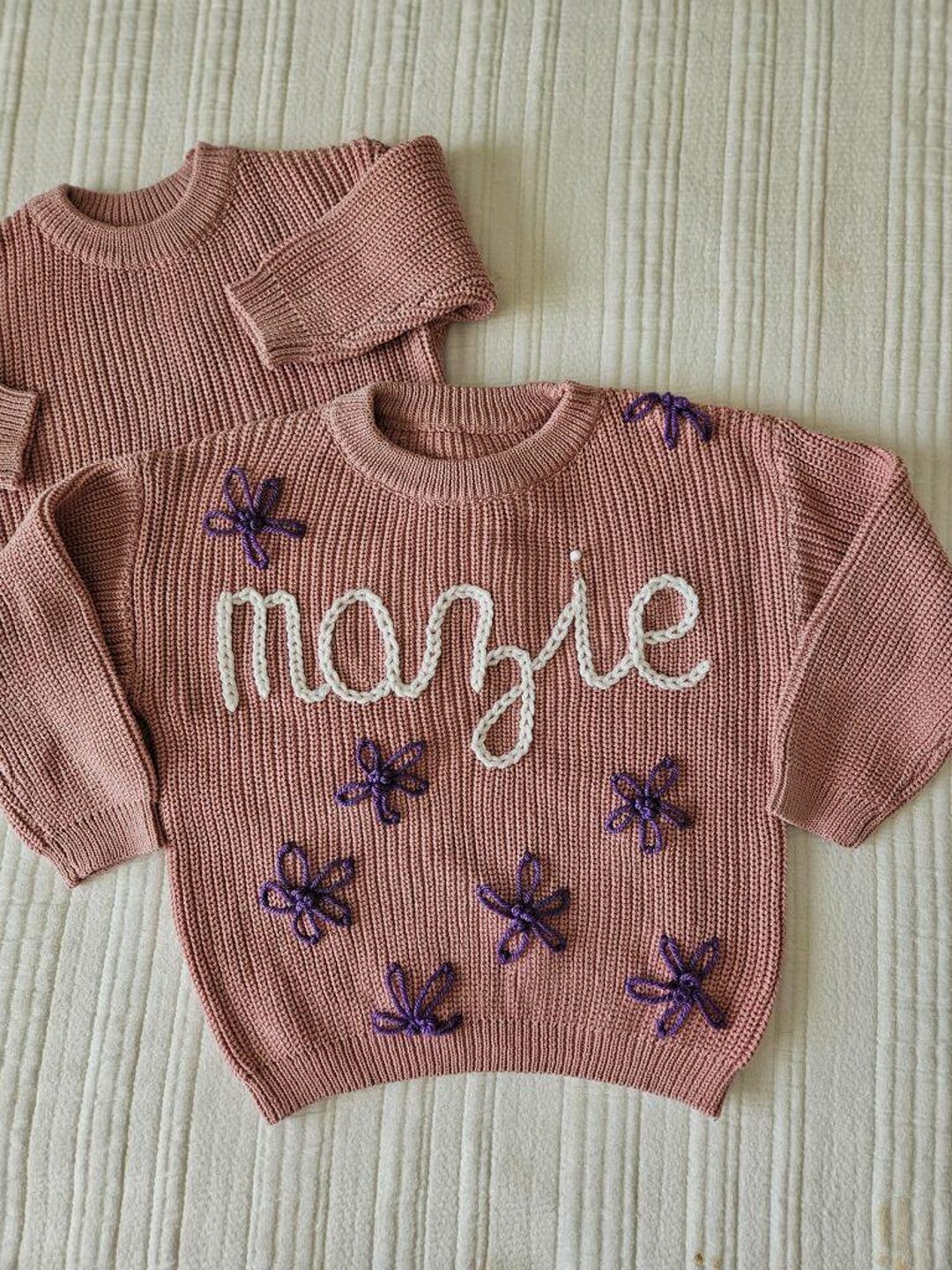 Personalized Hand-embroidered Knit Baby and Child's Sweater | Newborn ...