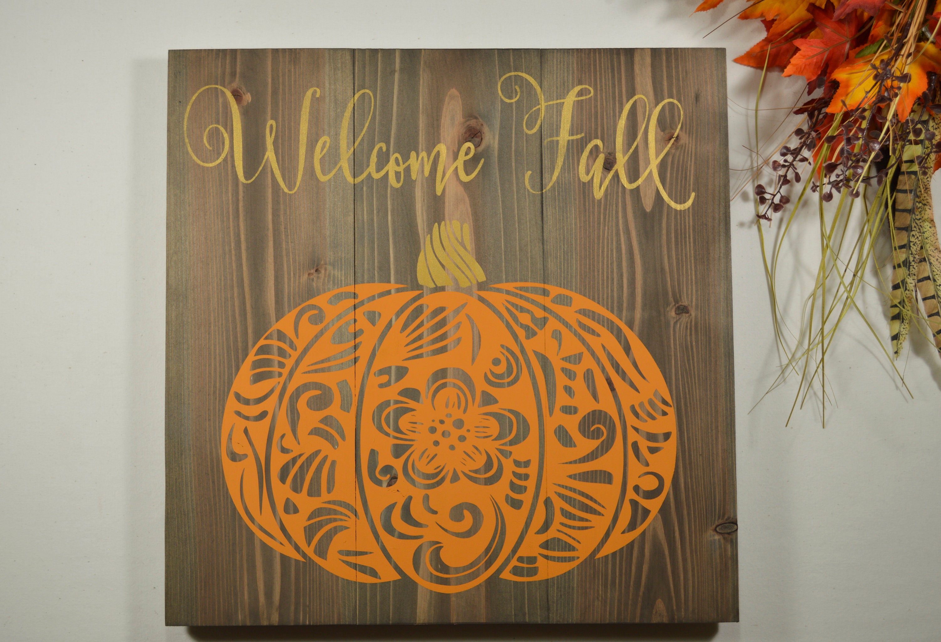 Fall Pumpkin Sign Rustic Fall Decor Fall Wood Sign | Etsy