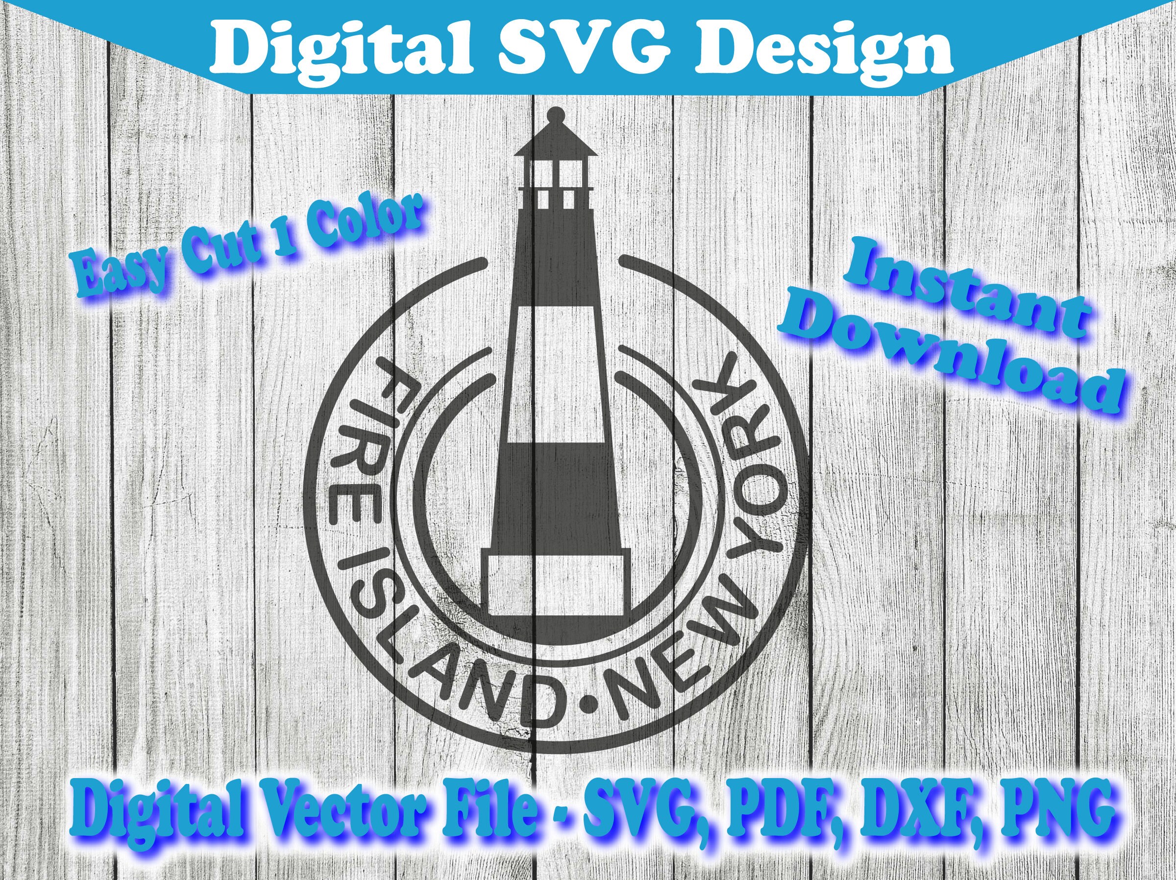 Fire Island Lighthouse Beach Summer Vacation Design Svg File | Etsy