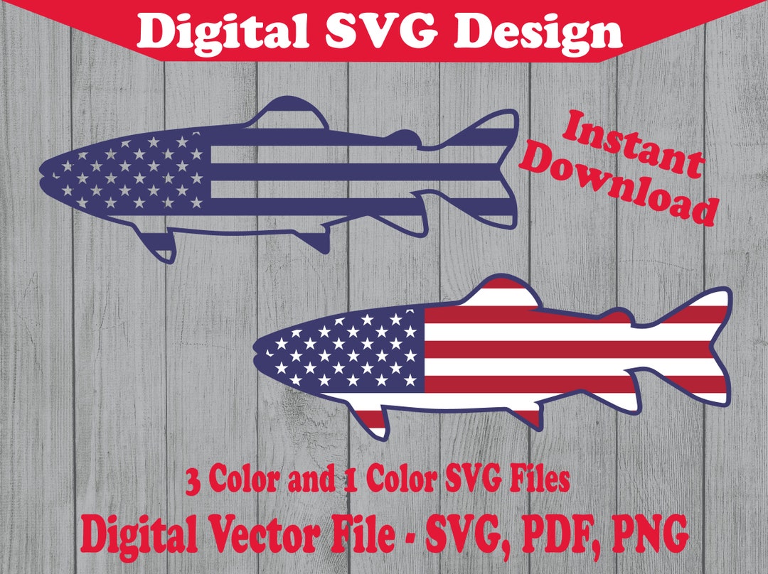 Patriotic Fish USA Flag Svg – Vector Cut File (png, Pdf) - Digital ...