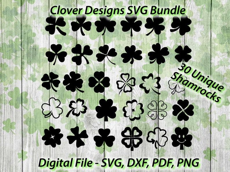 Clover Shamrock Design Bundle 30 Graphics St Patricks Day - Etsy