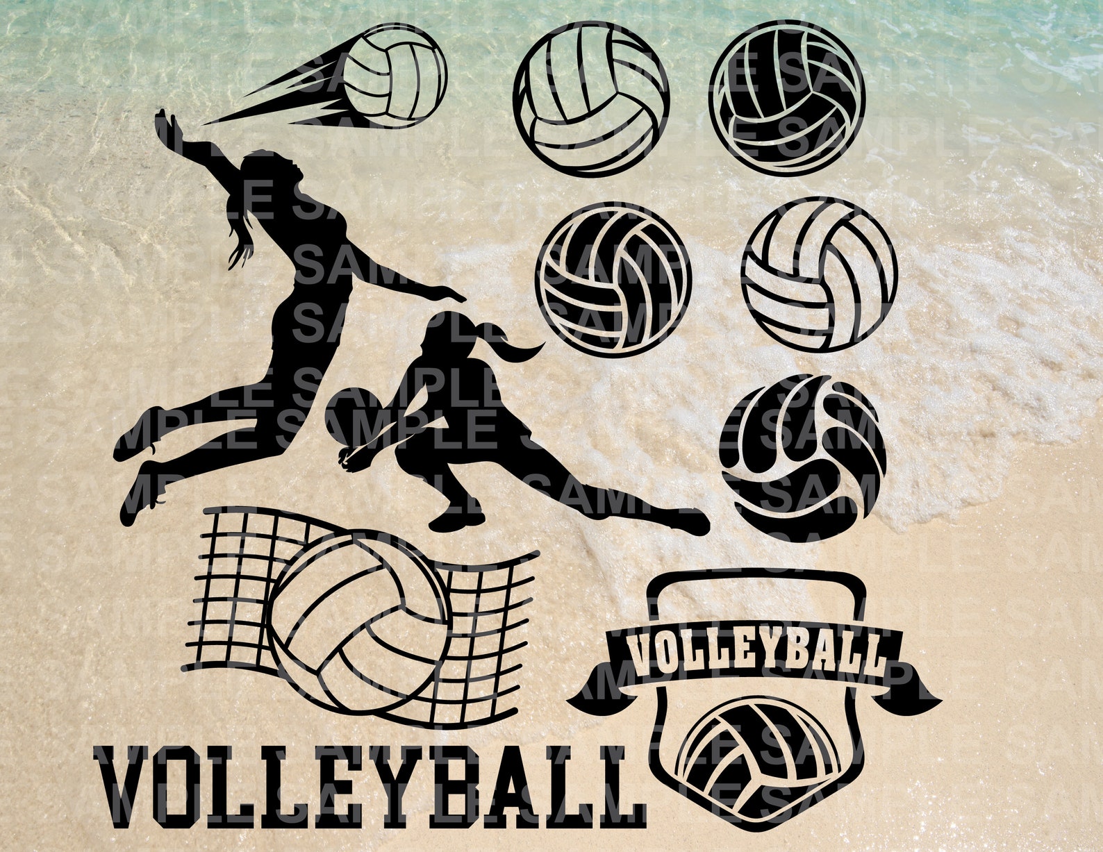 Volleyball Graphics Collection - Girls Sports Designs Svg File - Svg ...