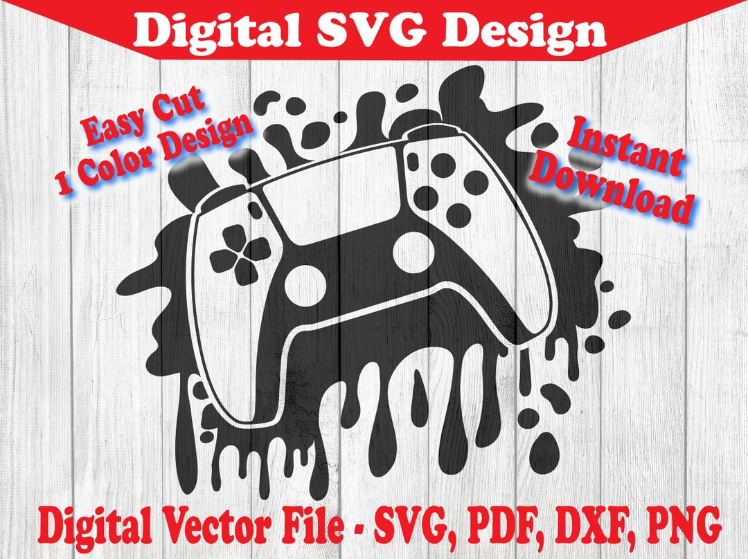 Gamer Splatter Controller SVG Video Game Instant Download Vectors for ...