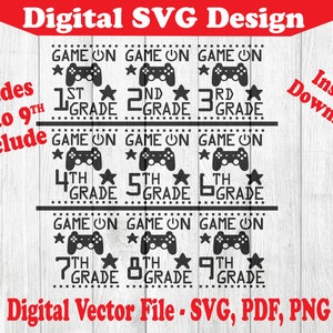 Game on Grade Level Video Game Design 1st to 9th SVG Instant Download ...