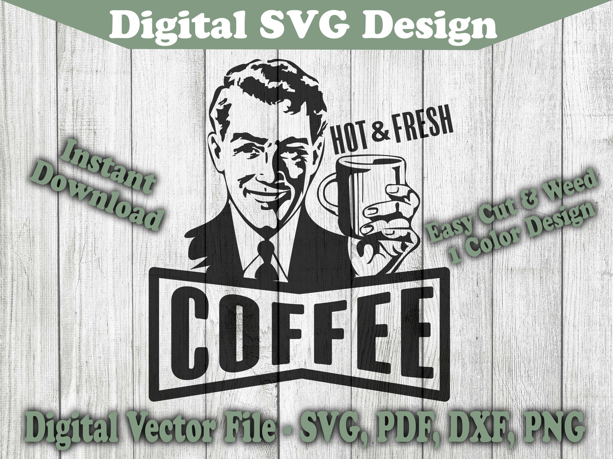 Retro Coffee Sign Design SVG Fresh & Hot Svg 1 Color Vector - Etsy