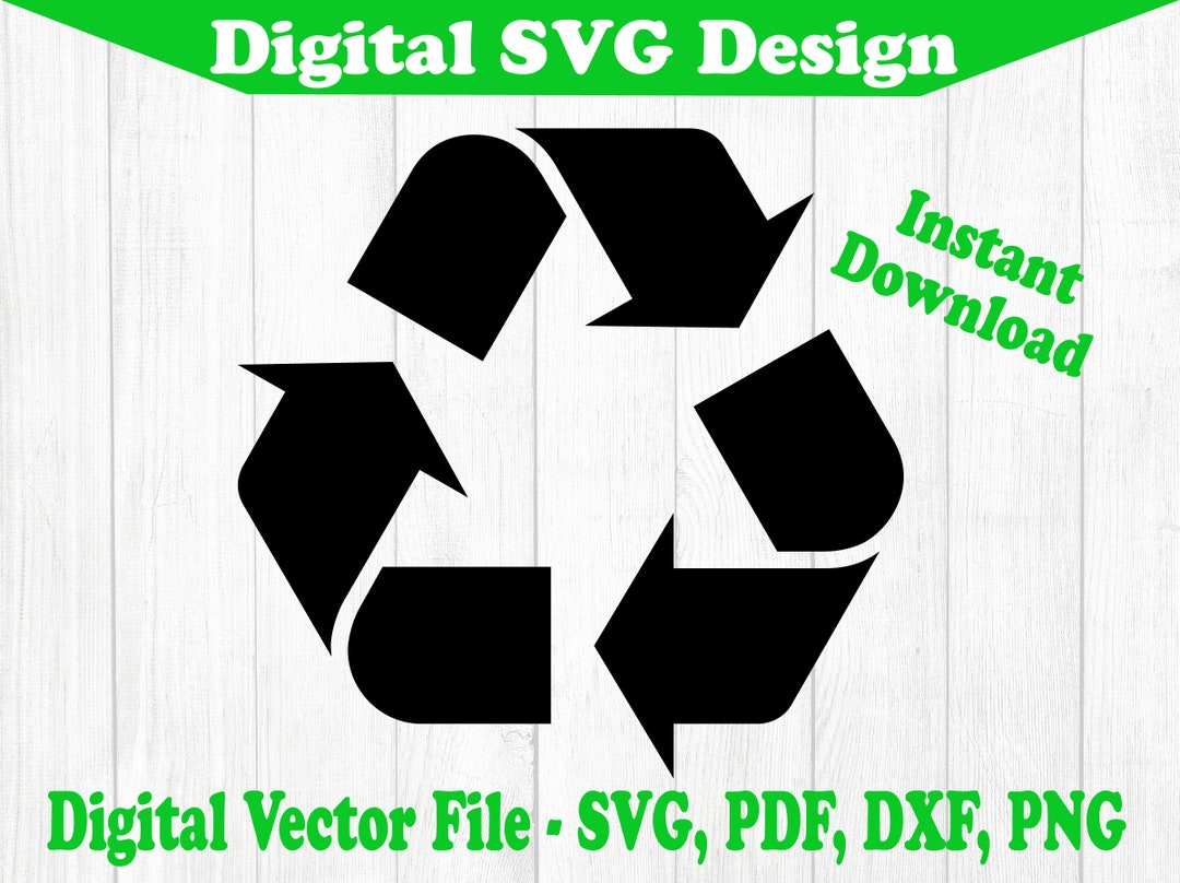 Recycling Symbol Svg, 1 Color Silhouette, Cricut, Clipart Cut File Pdf ...