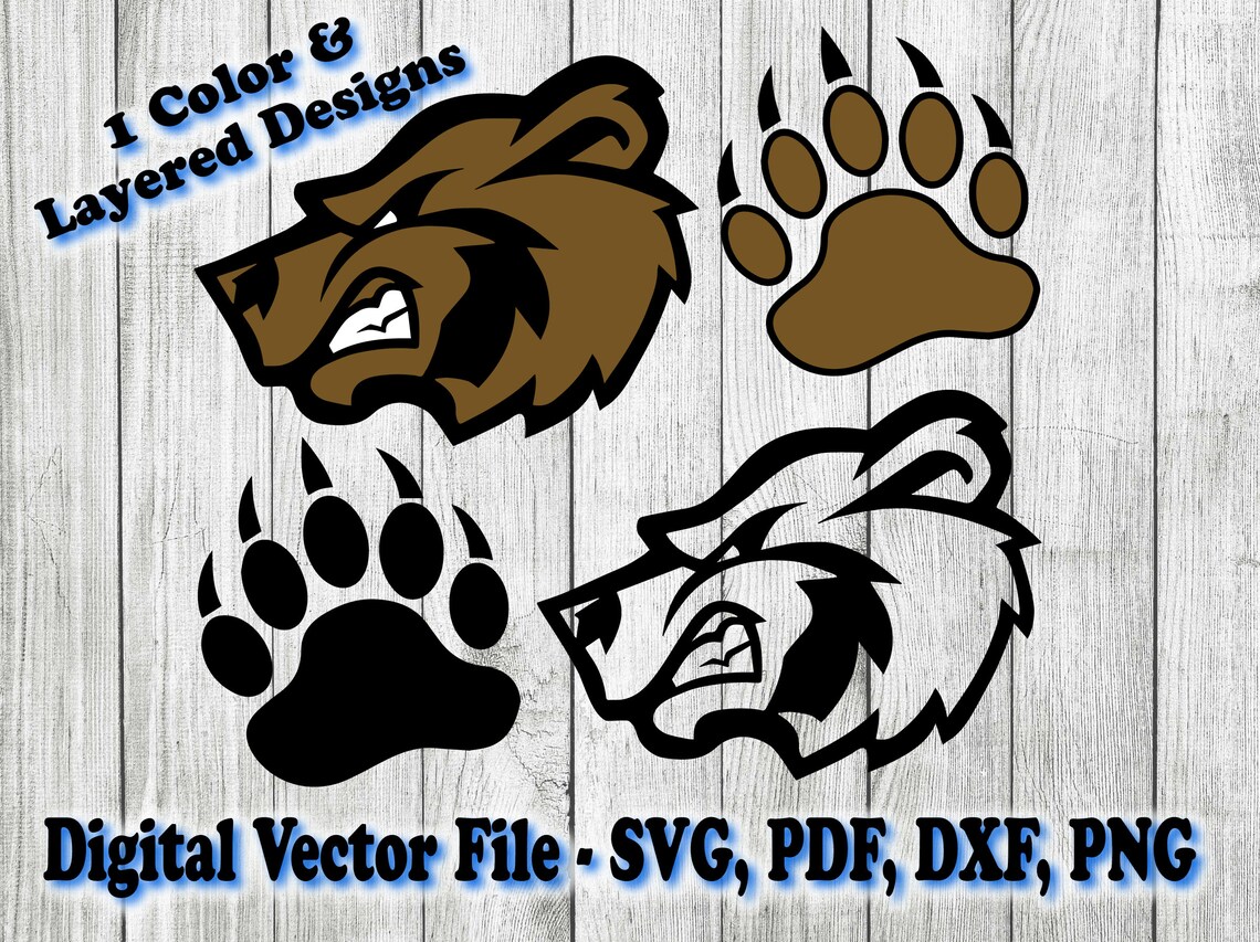 Bear Grizzly Mascot Design High School Sports Clipart - Etsy