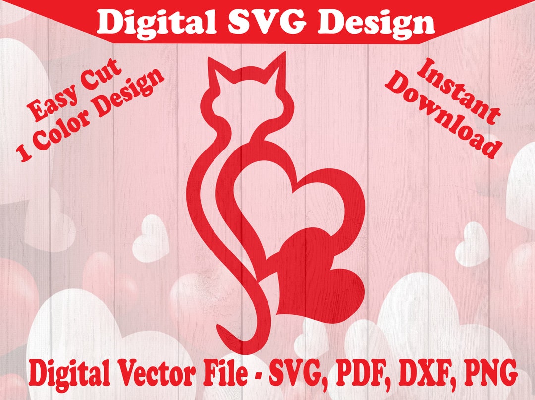 Cat Heart Design Svg, Valentine , Valentines Day Svg, Valentines Svg ...